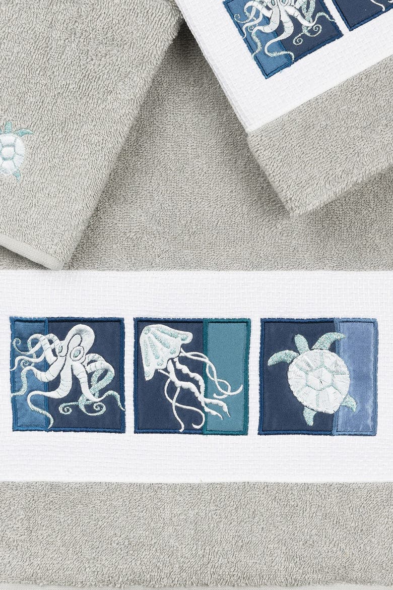 Linum Home Textiles Ava 3-Piece Embellished Towel Set - Light Gray ...