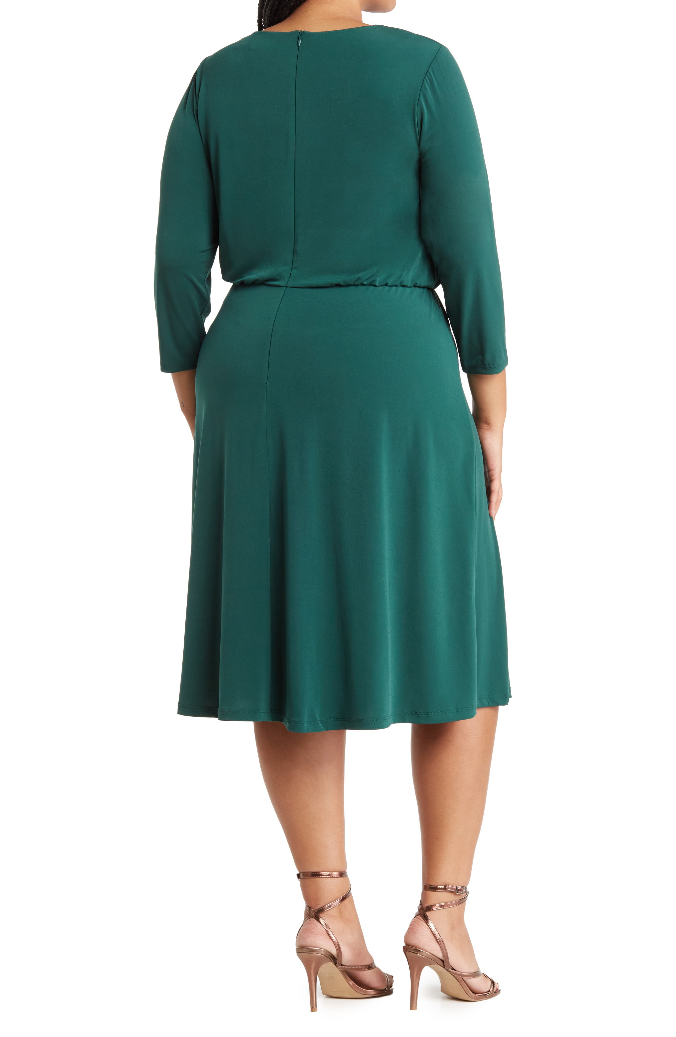 London Times Jewel Neck Blouson Midi Dress | Nordstromrack