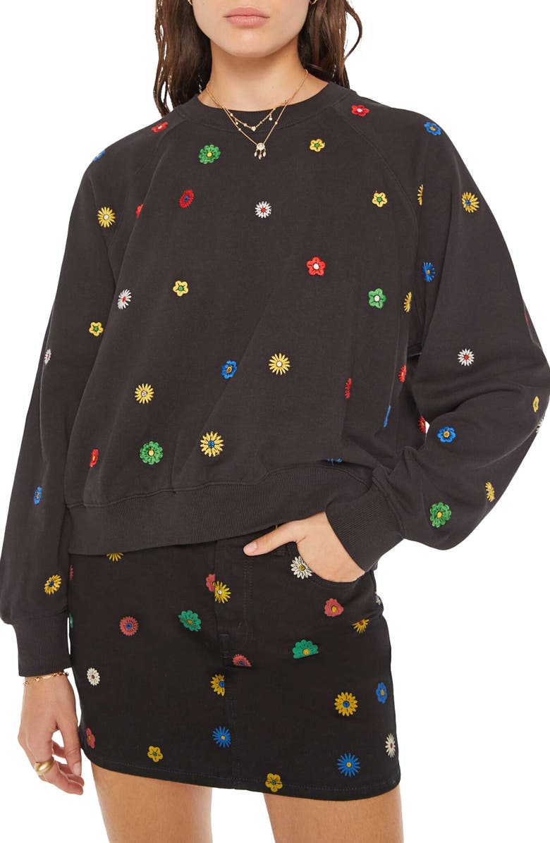 MOTHER The Biggie Concert Floral Embroidered Sweatshirt | Nordstromrack