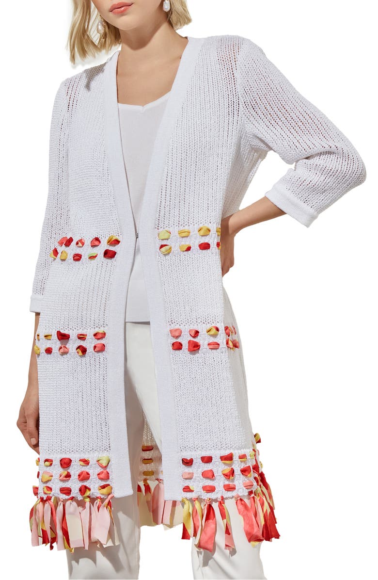 Ming Wang Fringe Detail Long Cardigan | Nordstrom