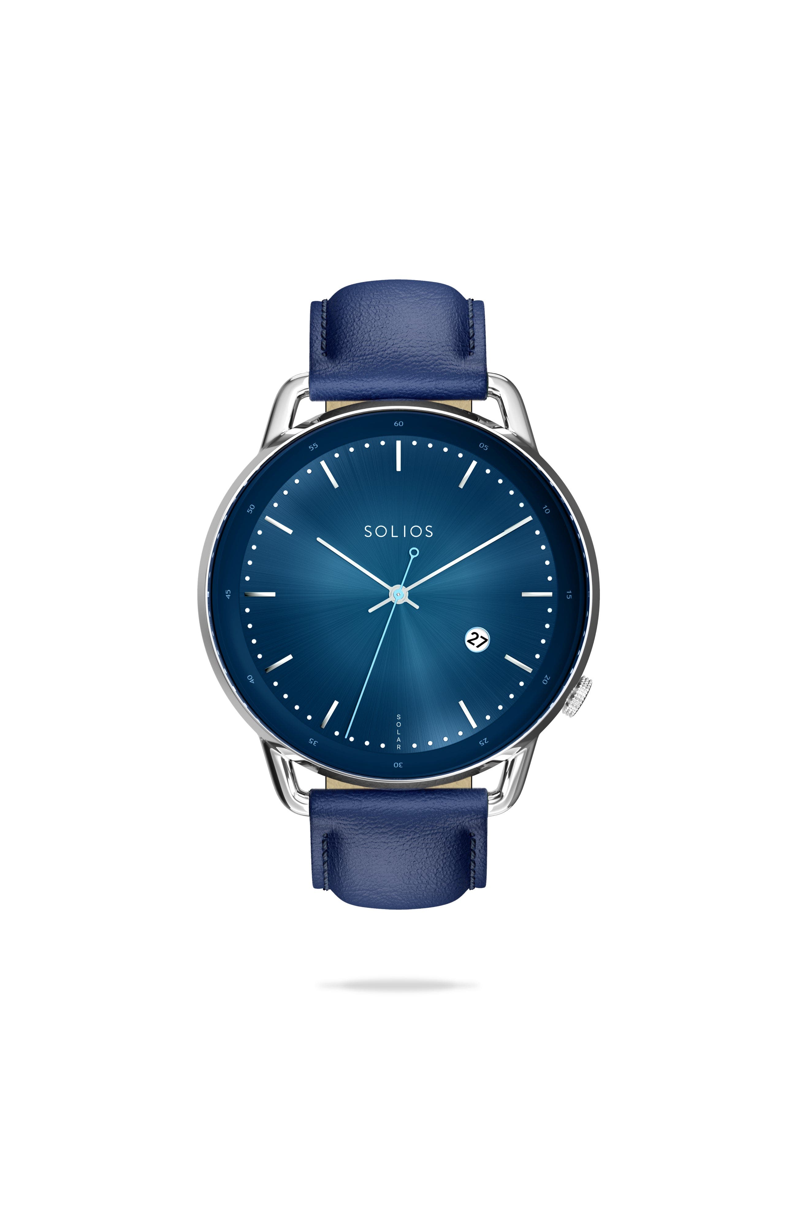 Solios Watches The Solar Curve | Blue Dial In Blue Vegan Leather | ModeSens