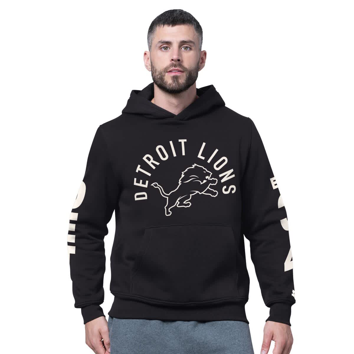 STARTER Men's Starter Black Detroit Lions Handoff Fleece Hoodie ...