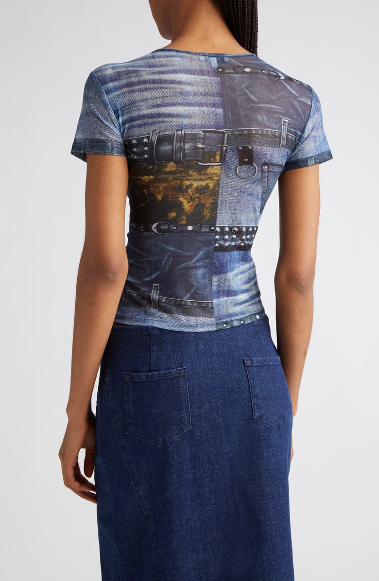 Miaou Denim Suede Print Mesh T-Shirt | Nordstromrack