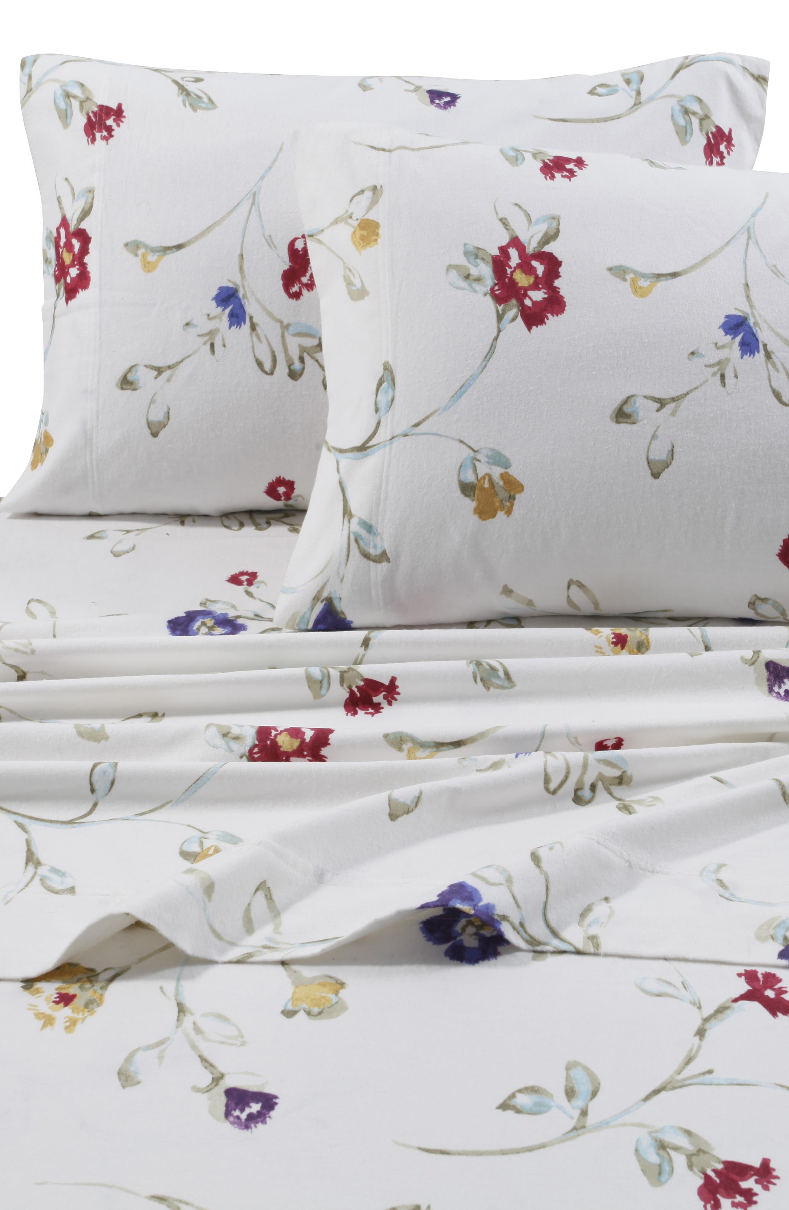 AZORES HOME Floral Garden Cotton Flannel Sheet Set | Nordstromrack