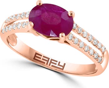 EFFY 14K Rose Gold Diamond & Ruby Ring | Nordstromrack