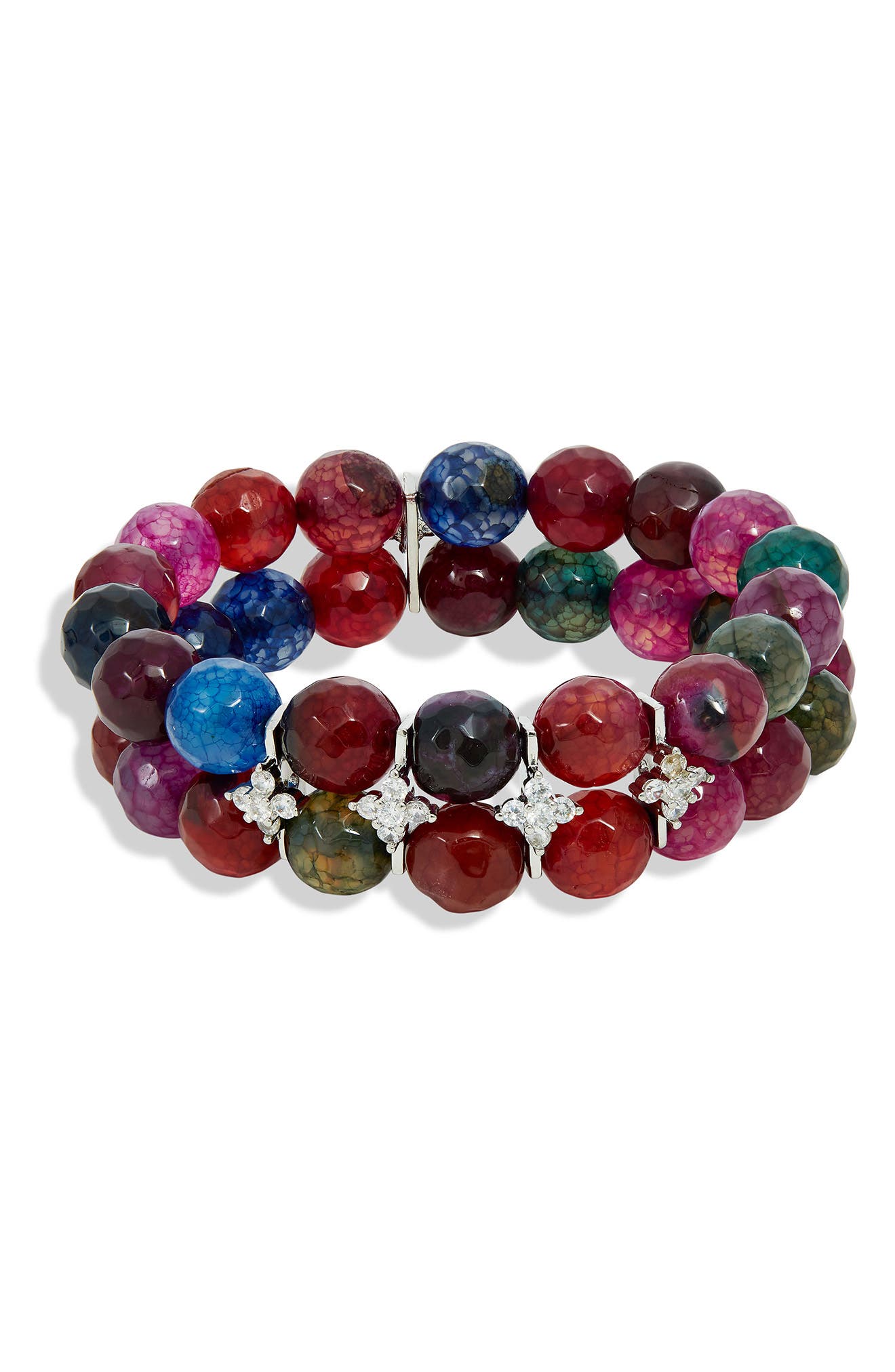 SAVVY CIE JEWELS Agate Stretch Bead Bracelet | Nordstromrack