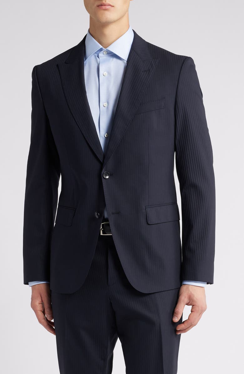 BOSS Huge Navy Pinstripe Stretch Wool Blend Suit | Nordstromrack