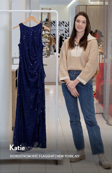 Alex Evenings Sequin Ruched Ruffle A-Line Gown | Nordstromrack