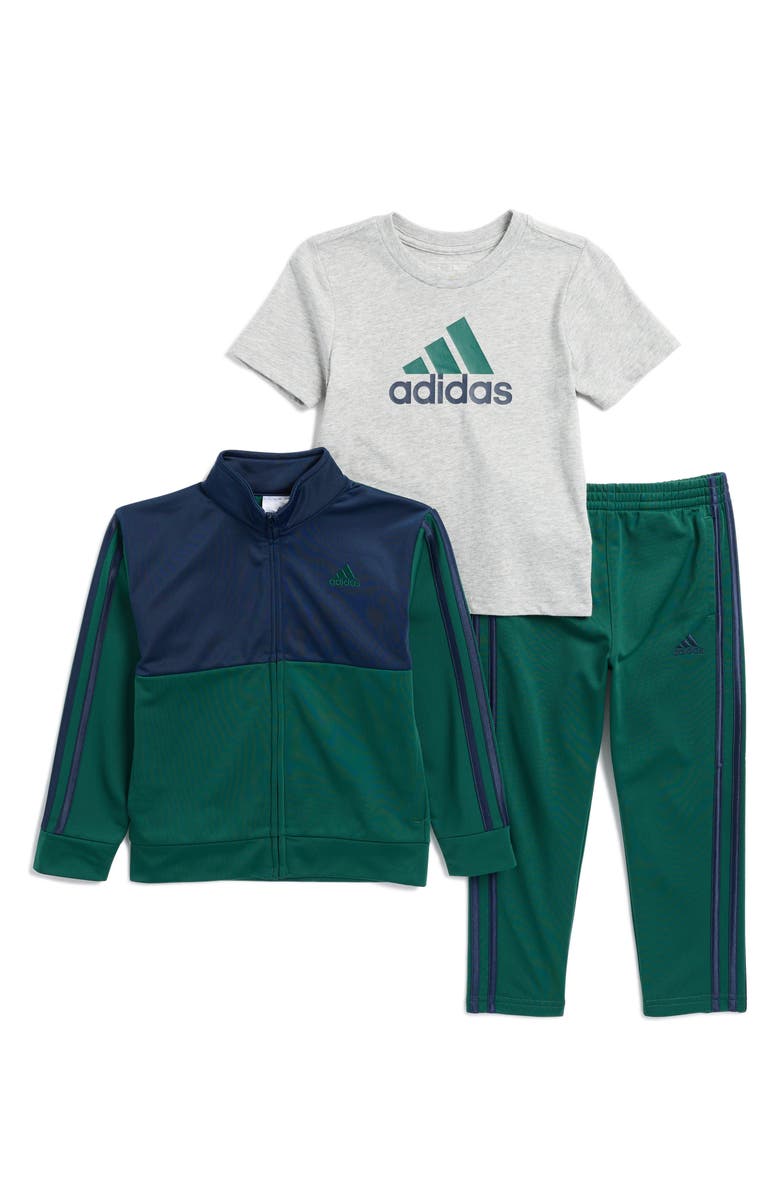 adidas Kids' 3-Stripes Colorblock Tricot Track Jacket, T-Shirt & Pants ...
