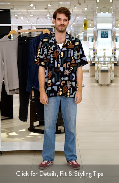 Wax London Didcot Geo Block Print Camp Shirt (Men) | Nordstromrack