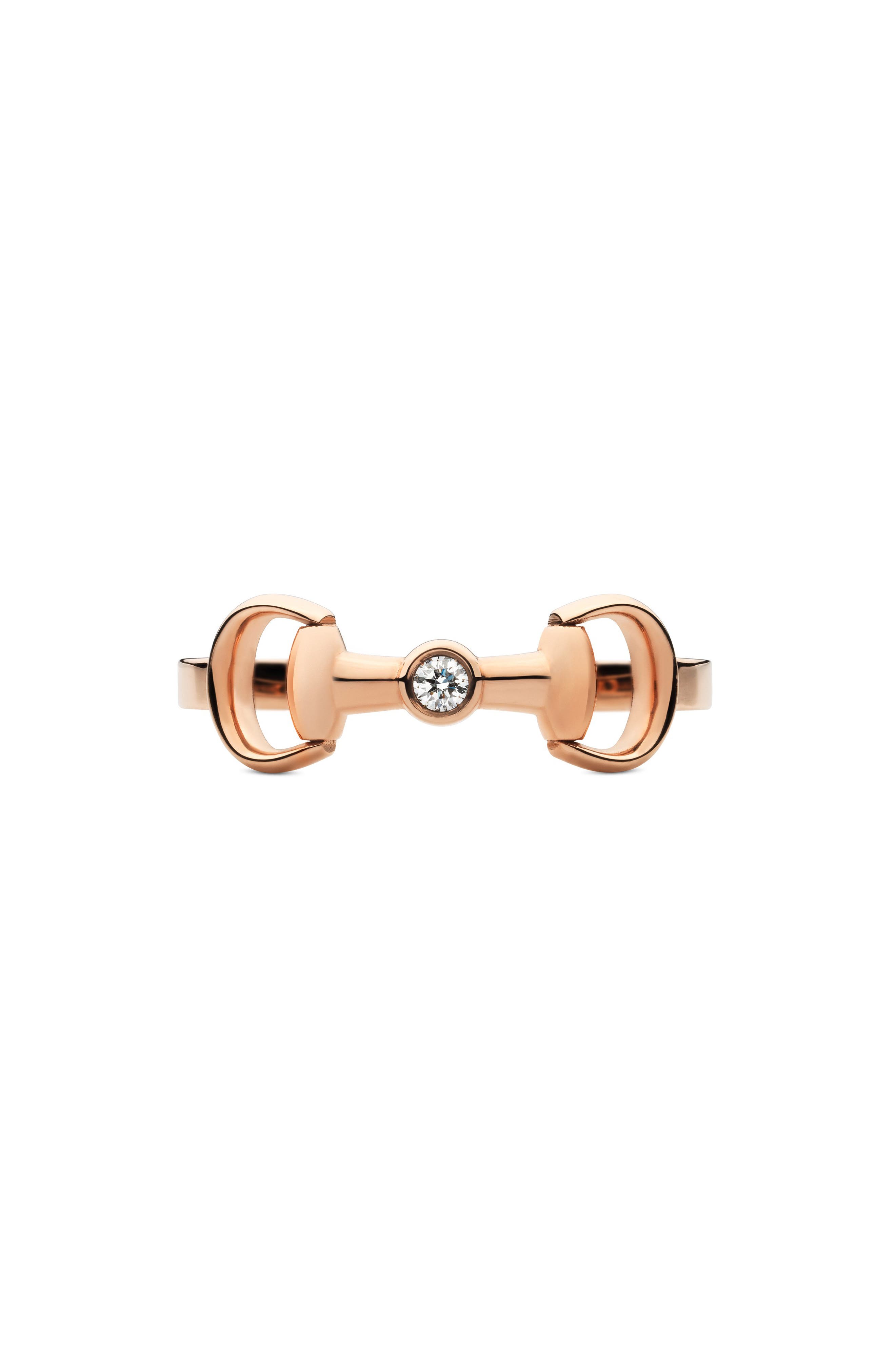 Gucci 18K Pink Gold Diamond Horsebit Ring | Nordstrom