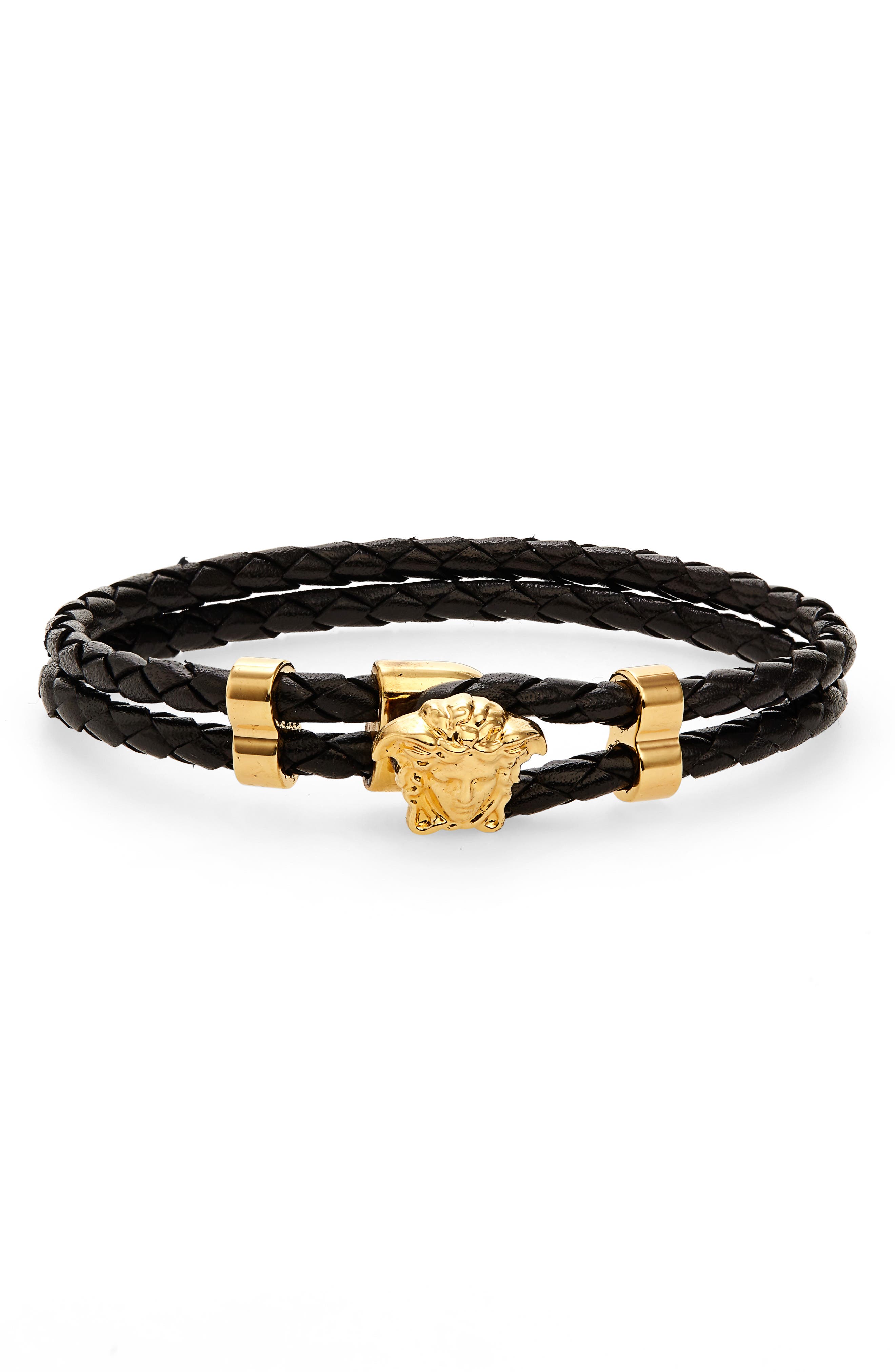 Versace Medusa Braided Leather Bracelet | Nordstromrack