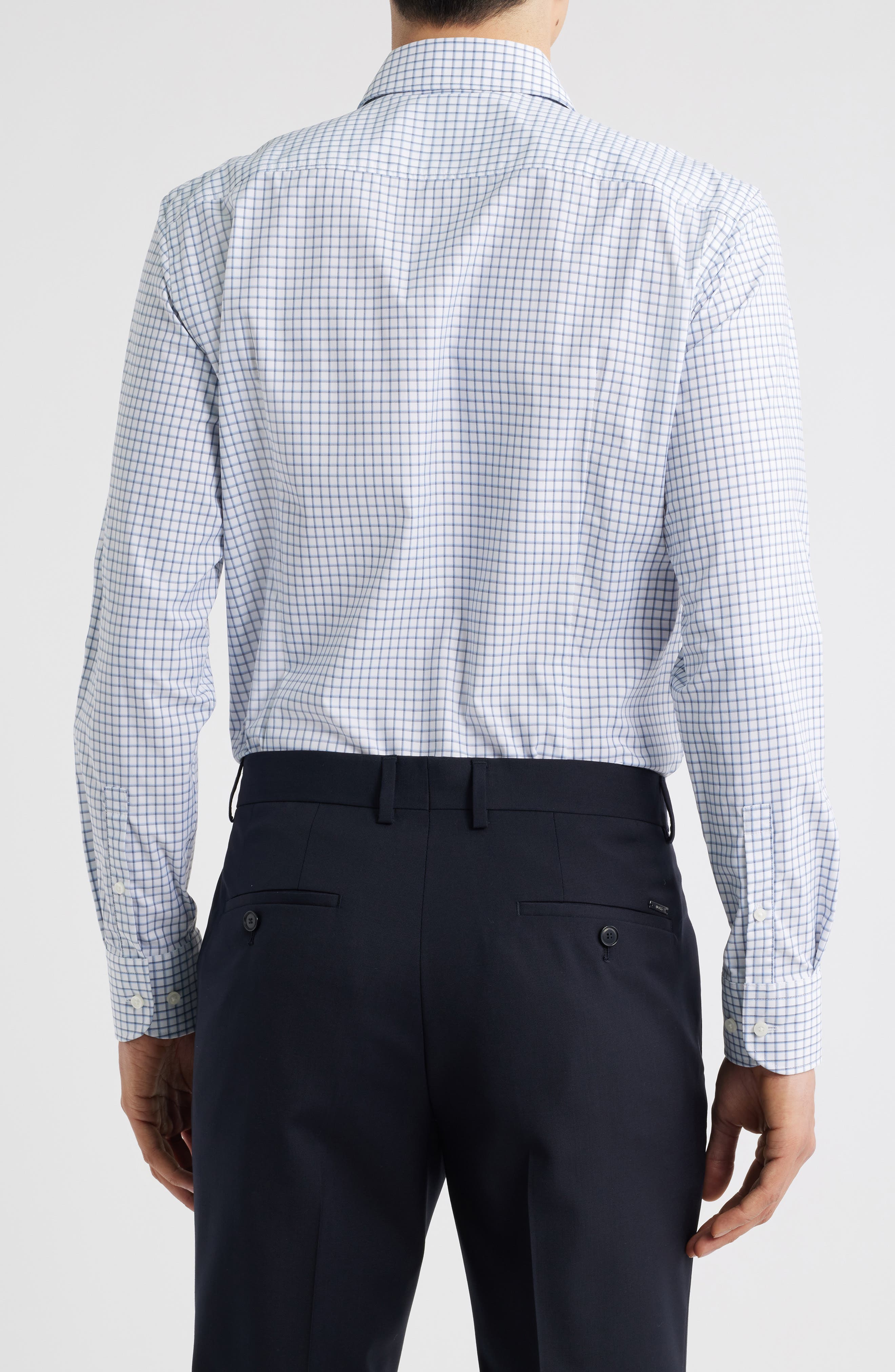 BOSS Hank Kent Slim Fit Check Performance Twill Dress Shirt | Nordstromrack