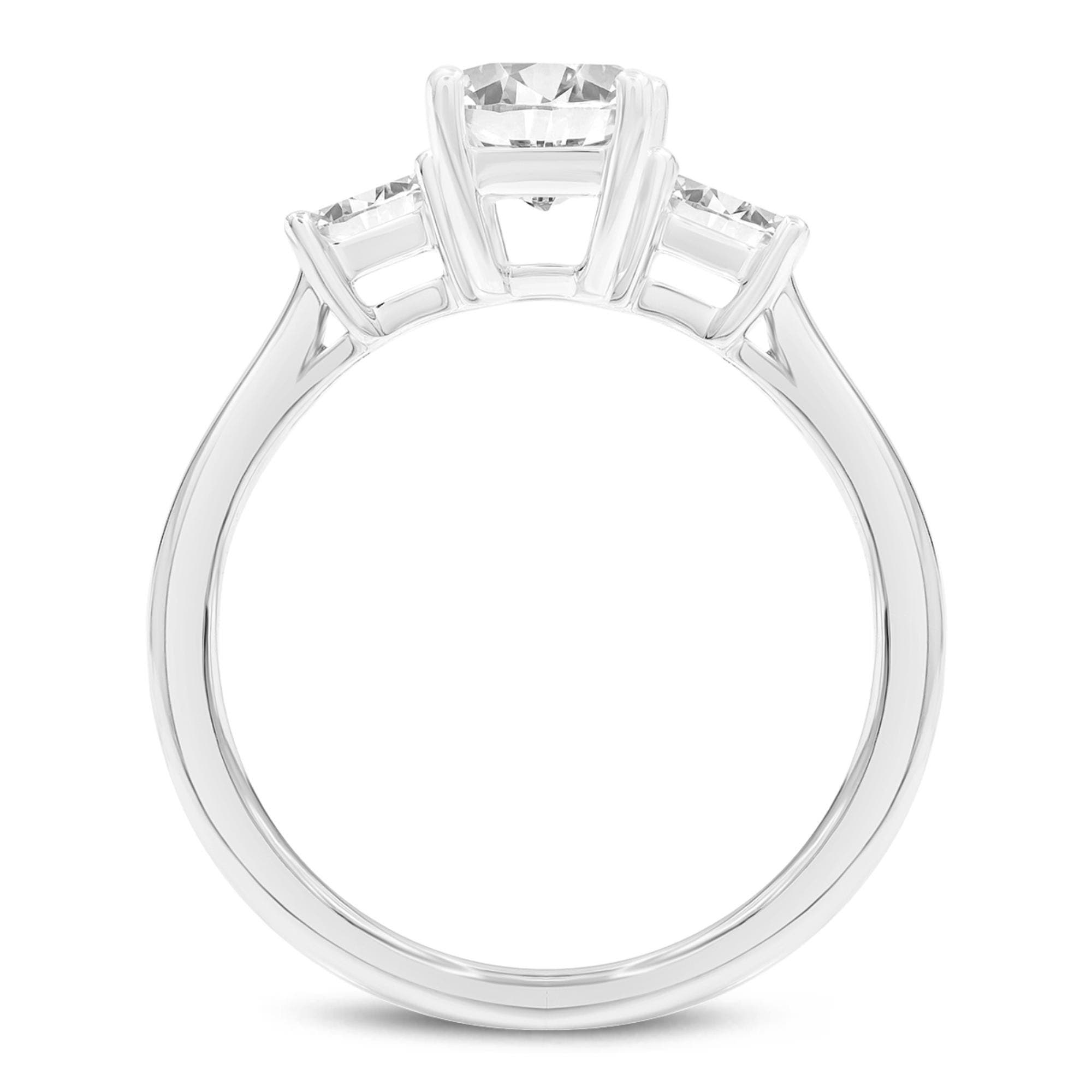 LuvMyJewelry Ophelia 14K White Gold Emerald Cut & Baguette Lab Grown ...