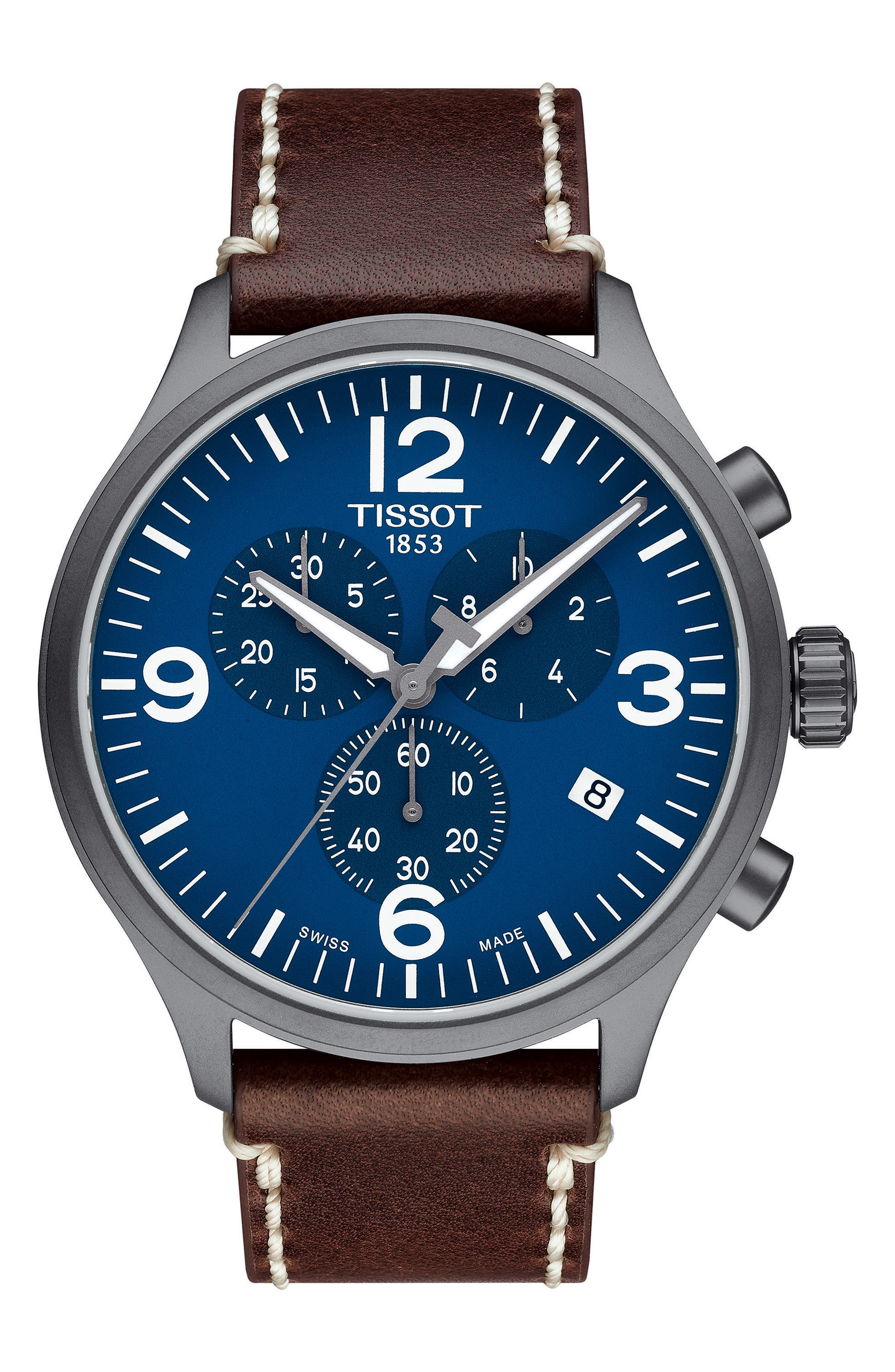 Tissot Chrono XL Leather Strap Chronograph Watch, 45mm | Nordstromrack