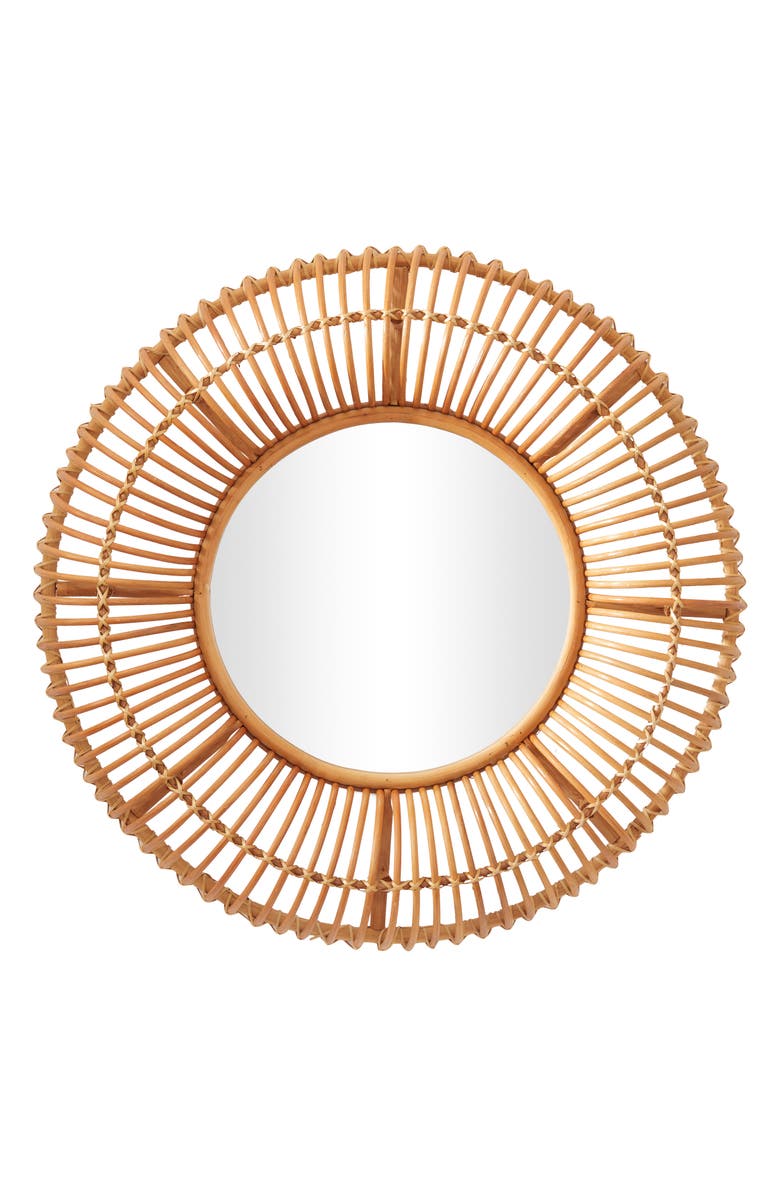 GINGER BIRCH STUDIO Brown Rattan Handmade Weaved Frame Wall Mirror ...