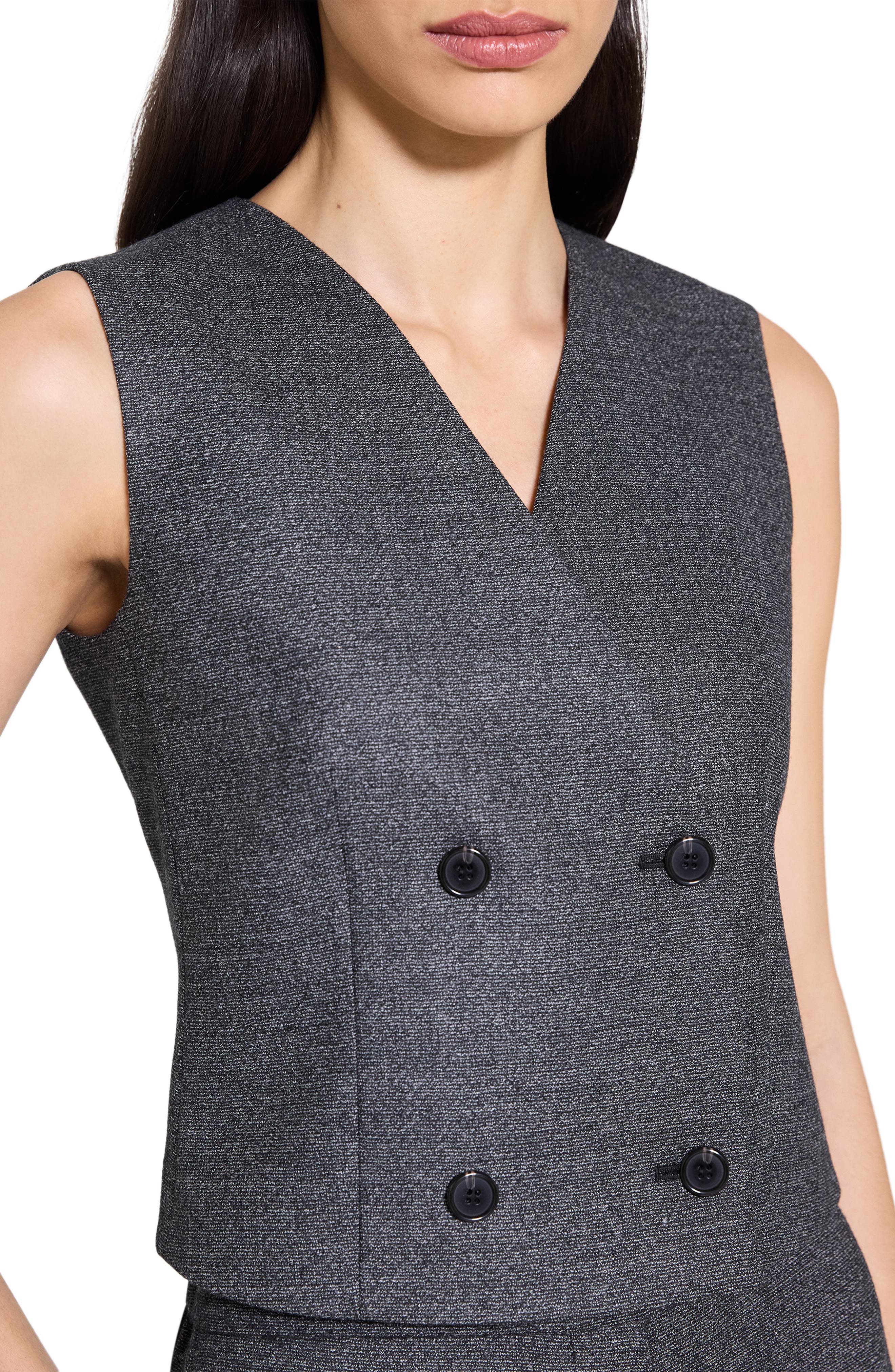 Theory Double Breasted Crop Wool Vest | Nordstromrack