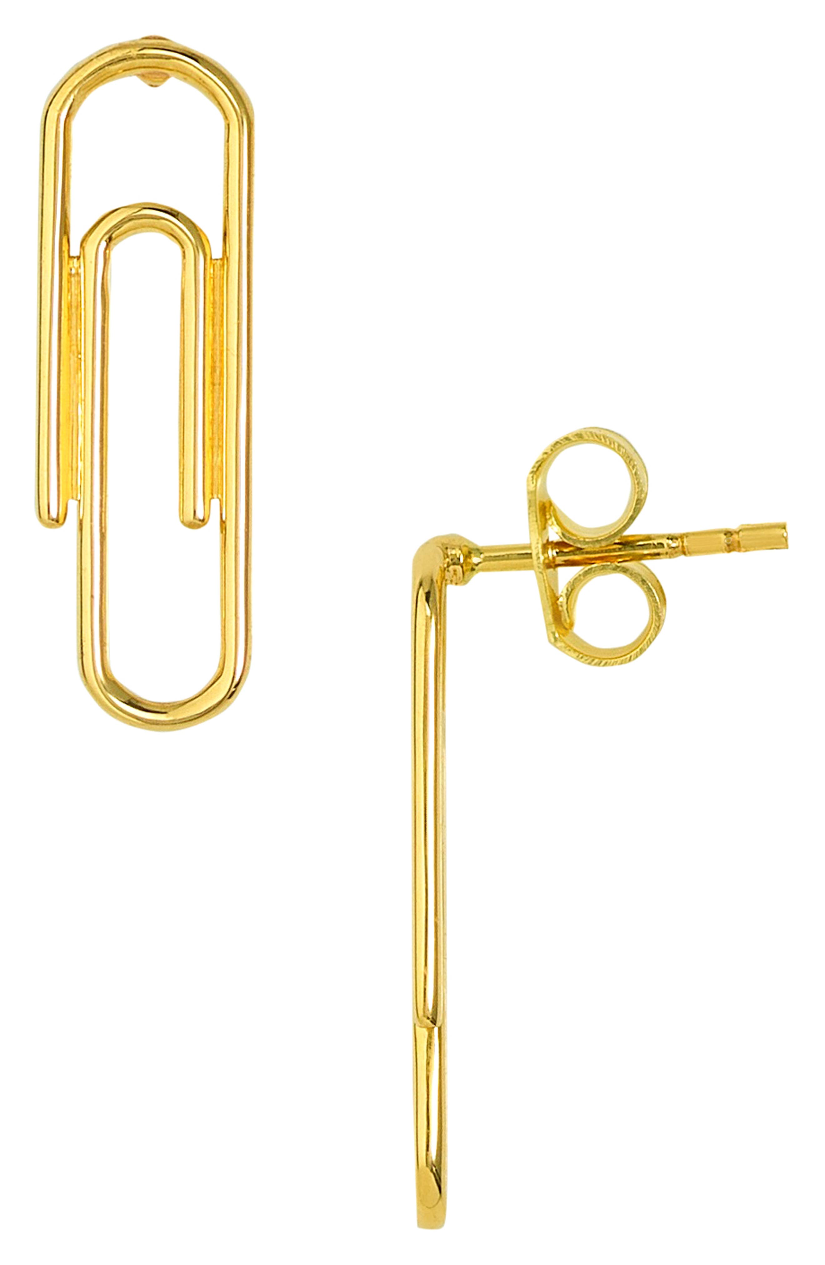 HAWLEY ST 14K Yellow Gold Paper Clip Stud Earrings | Nordstromrack