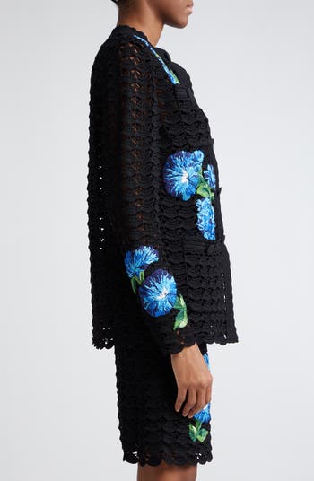 Dolce&Gabbana Bluebell Floral Embroidered Crochet Cardigan Dolce&Gabbana Bluebell Floral Embroidered Crochet Cardigan