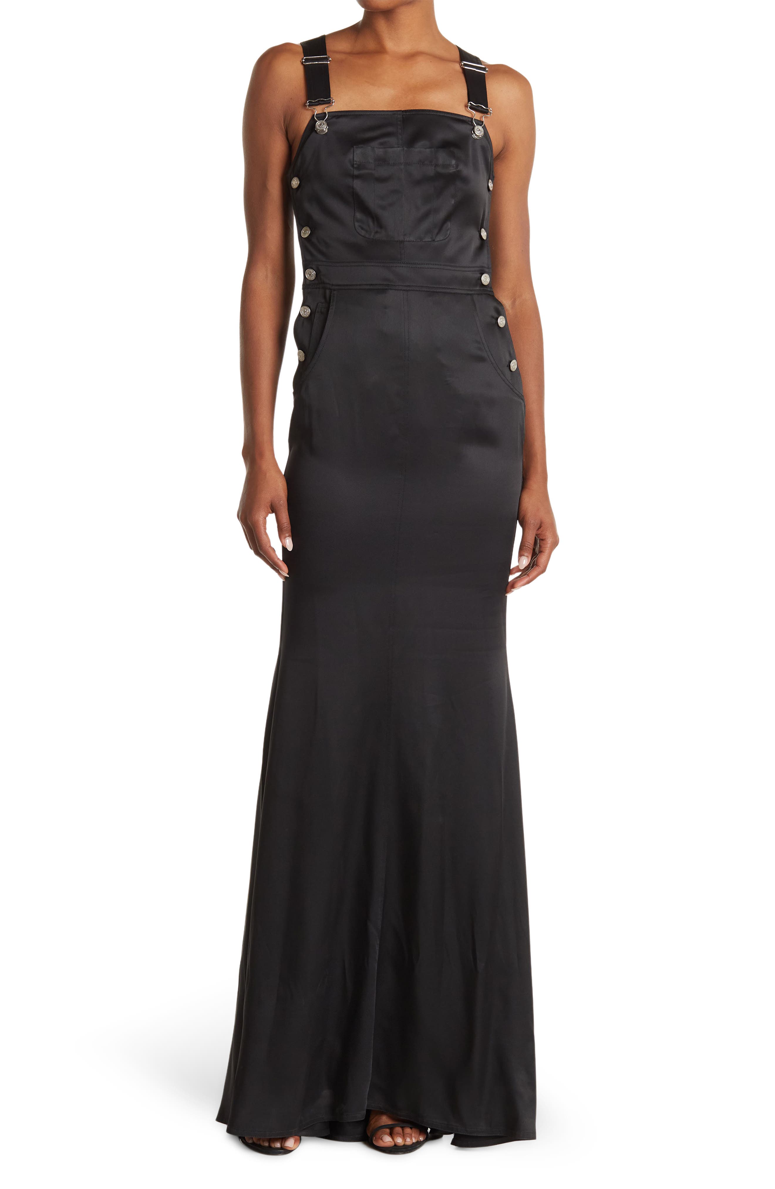JEREMY SCOTT Square Neck Buckle Strap Maxi Dress | Nordstromrack