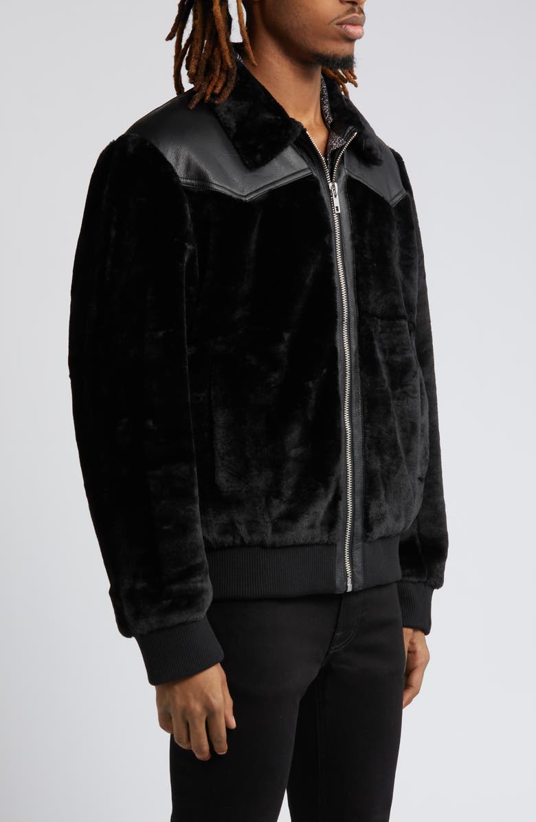 ASOS DESIGN Faux Fur & Faux Leather Harrington Jacket | Nordstromrack