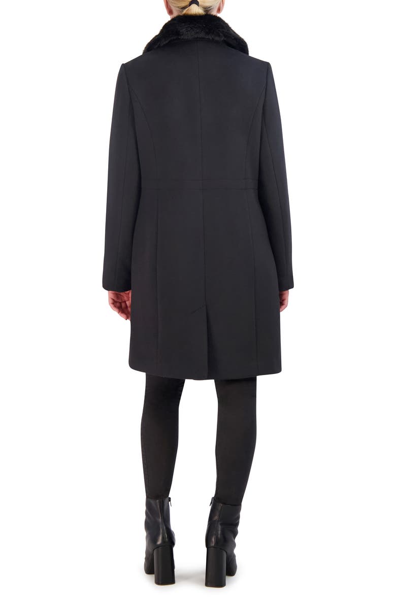 Cole Haan Signature Asymmetric Wool Blend Coat with Faux Fur Collar ...