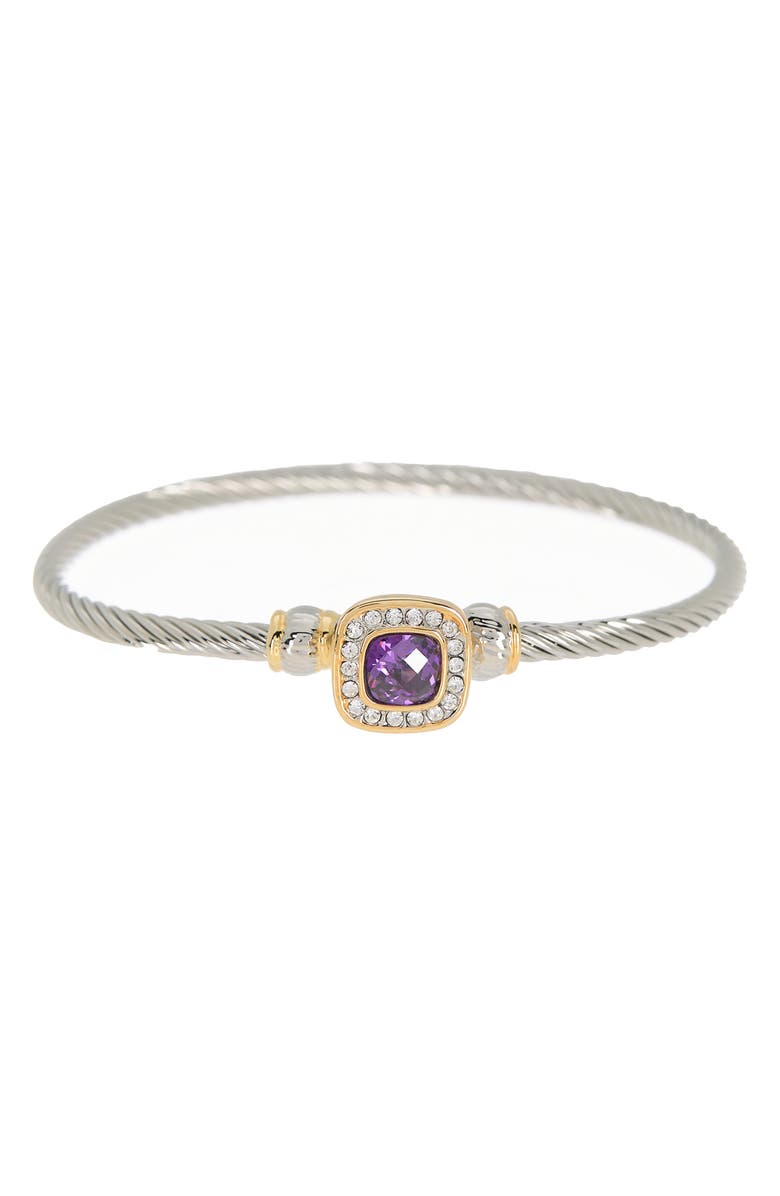 MESHMERISE Purple Amethyst Charm Twisted Cable Bangle Bracelet ...