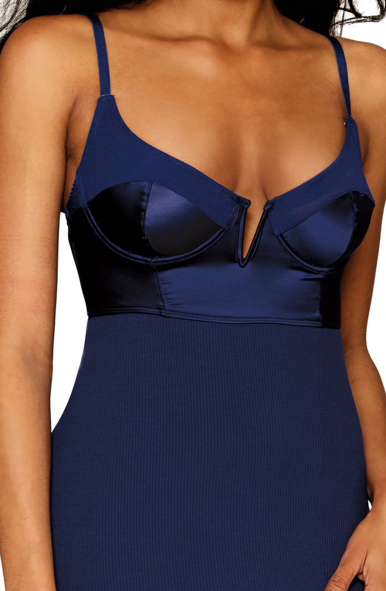 Dreamgirl Mixed Media Underwire Midi Nightgown | Nordstrom