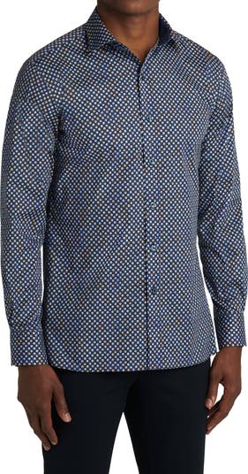 Bugatchi Shaped Fit Geo Print Cotton Button-Up Shirt | Nordstromrack