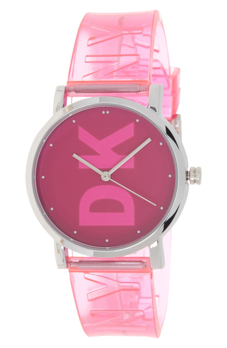 DKNY Women's Soho 3-Hand Quartz Transparent Strap Watch, 34mm ...