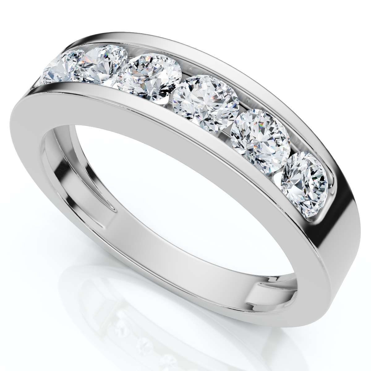 1Ct Diamond Channel Set Polished Wedding Band Mens Ring 14k Gold Lab ...