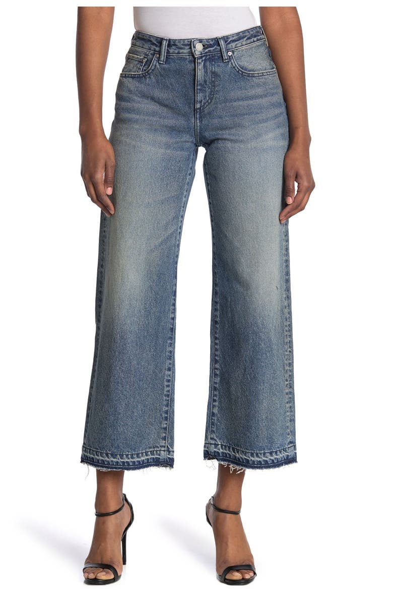 John Elliott Lydia Washed Raw Hem Wide Leg Cropped Jeans | Nordstromrack