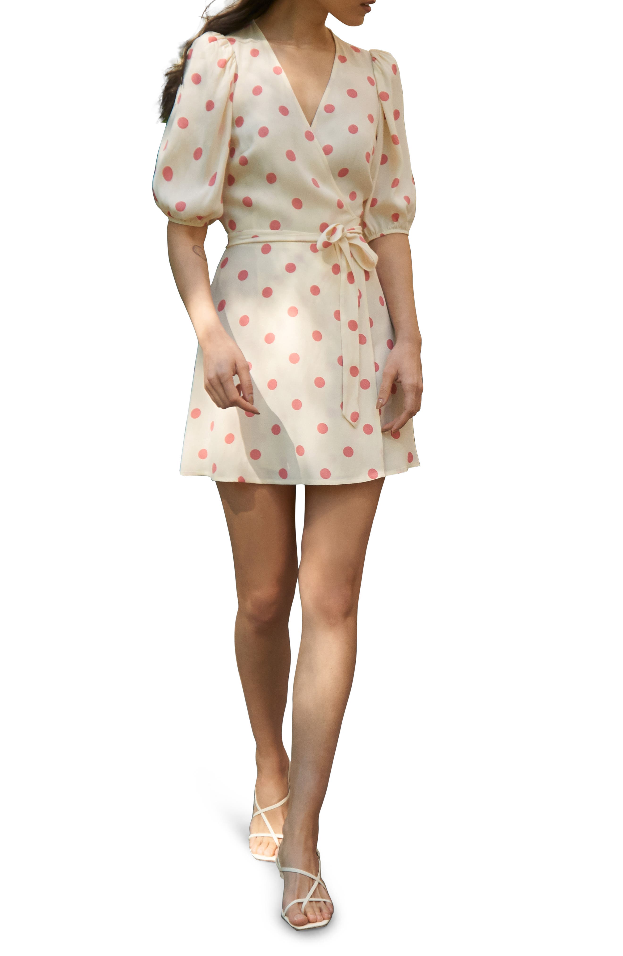 Reformation Olince Puff Sleeve Wrap Minidress | Nordstromrack