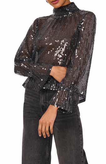 Avec Les Filles Sequin Long Sleeve Crop Blouse | Nordstromrack Avec Les Filles Sequin Long Sleeve Crop Blouse | Nordstromrack