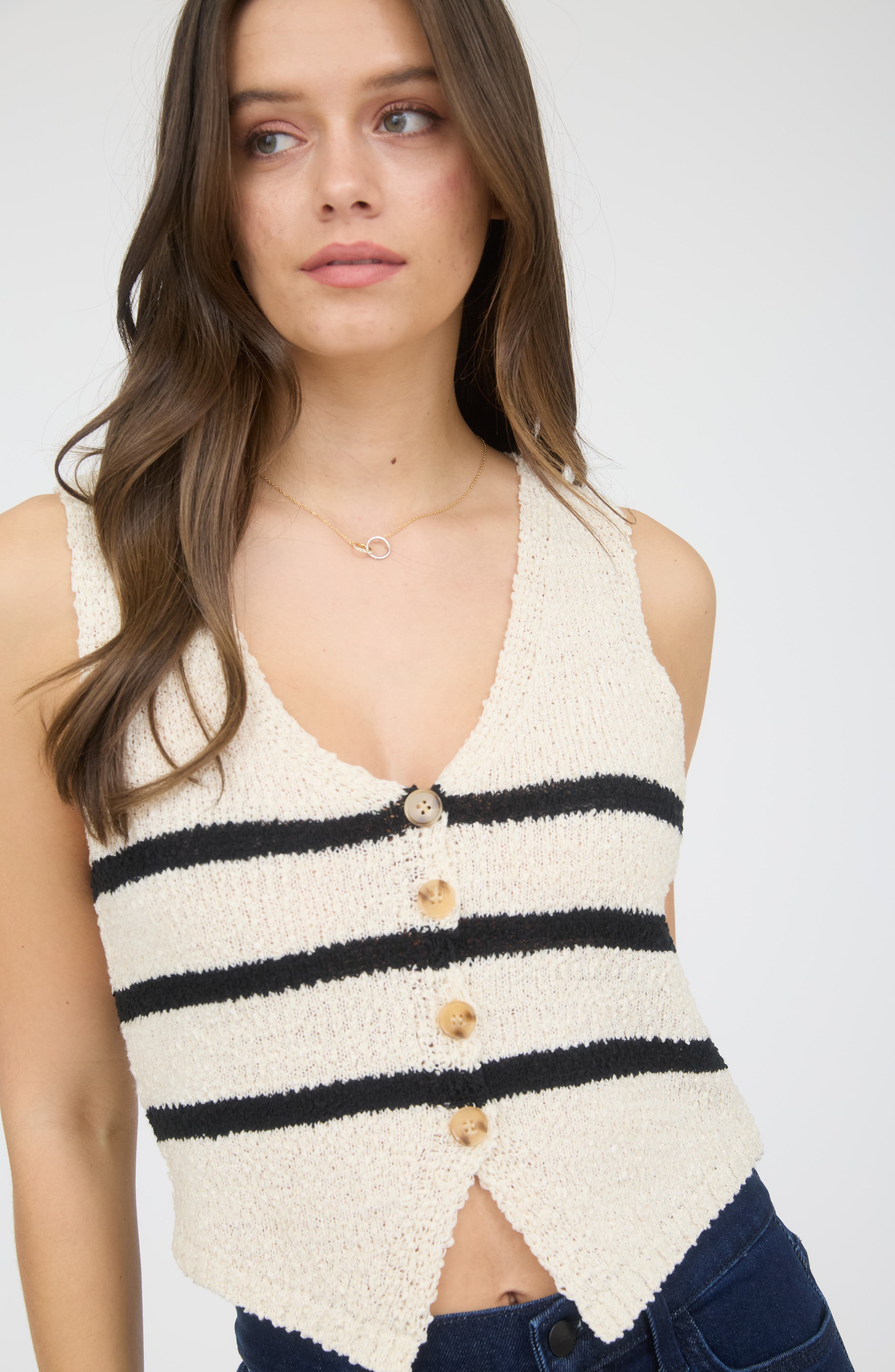 Blu Pepper Stripe Crop Sweater Vest | Nordstromrack