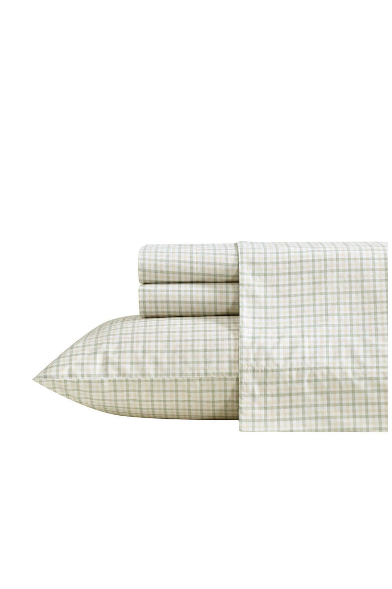 Calms Seas Gingham 200 Thread Count Cotton Percale Sheet Set ...