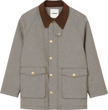 SANDRO Check coat with velvet collar | Nordstrom SANDRO Check coat with velvet collar | Nordstrom