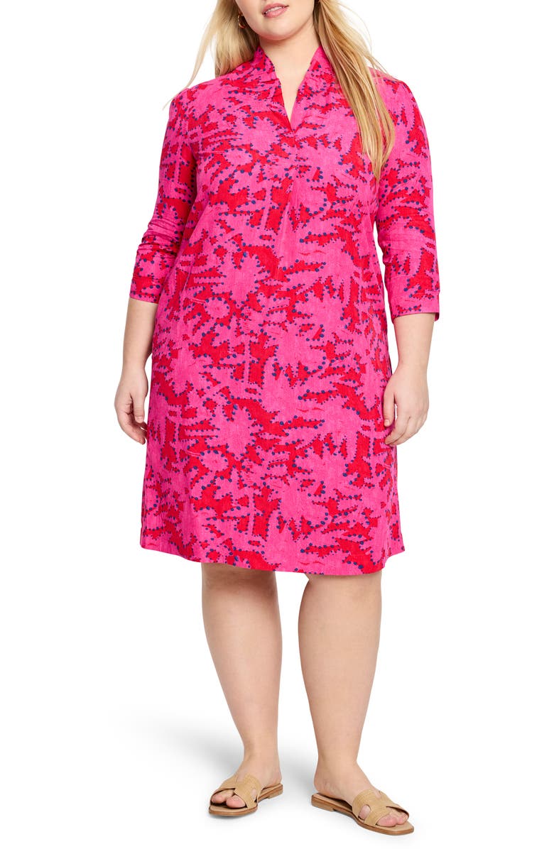 NIC+ZOE Clashy Petals Ruffle Up Long Sleeve A-Line Dress | Nordstromrack