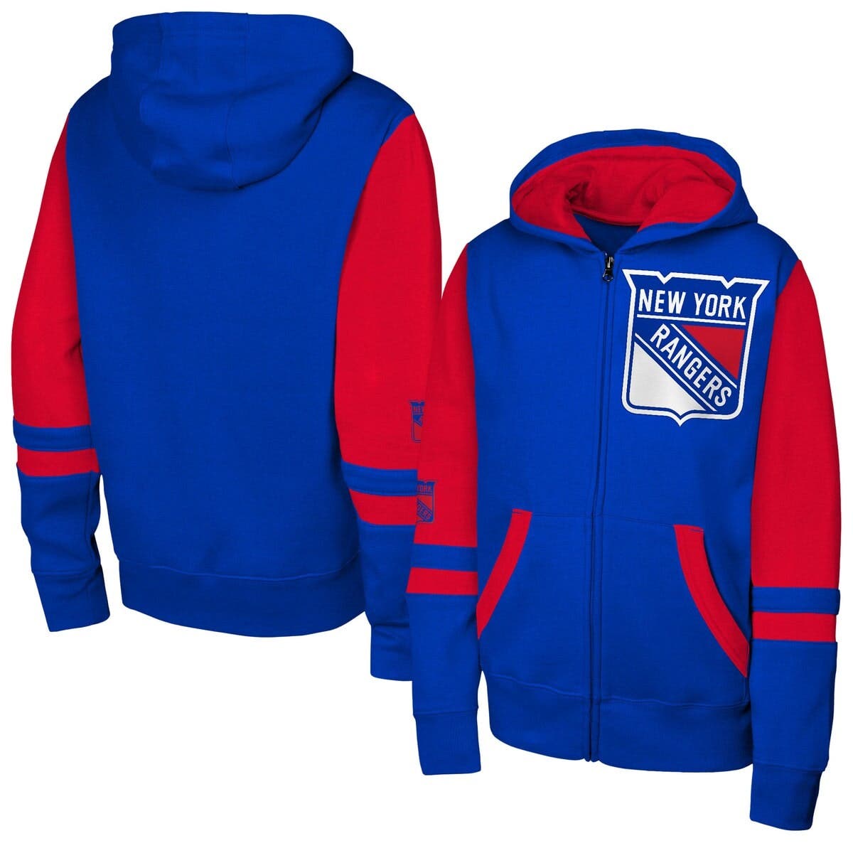 Outerstuff Youth Blue New York Rangers Face Off Full-Zip Hoodie | Nordstrom