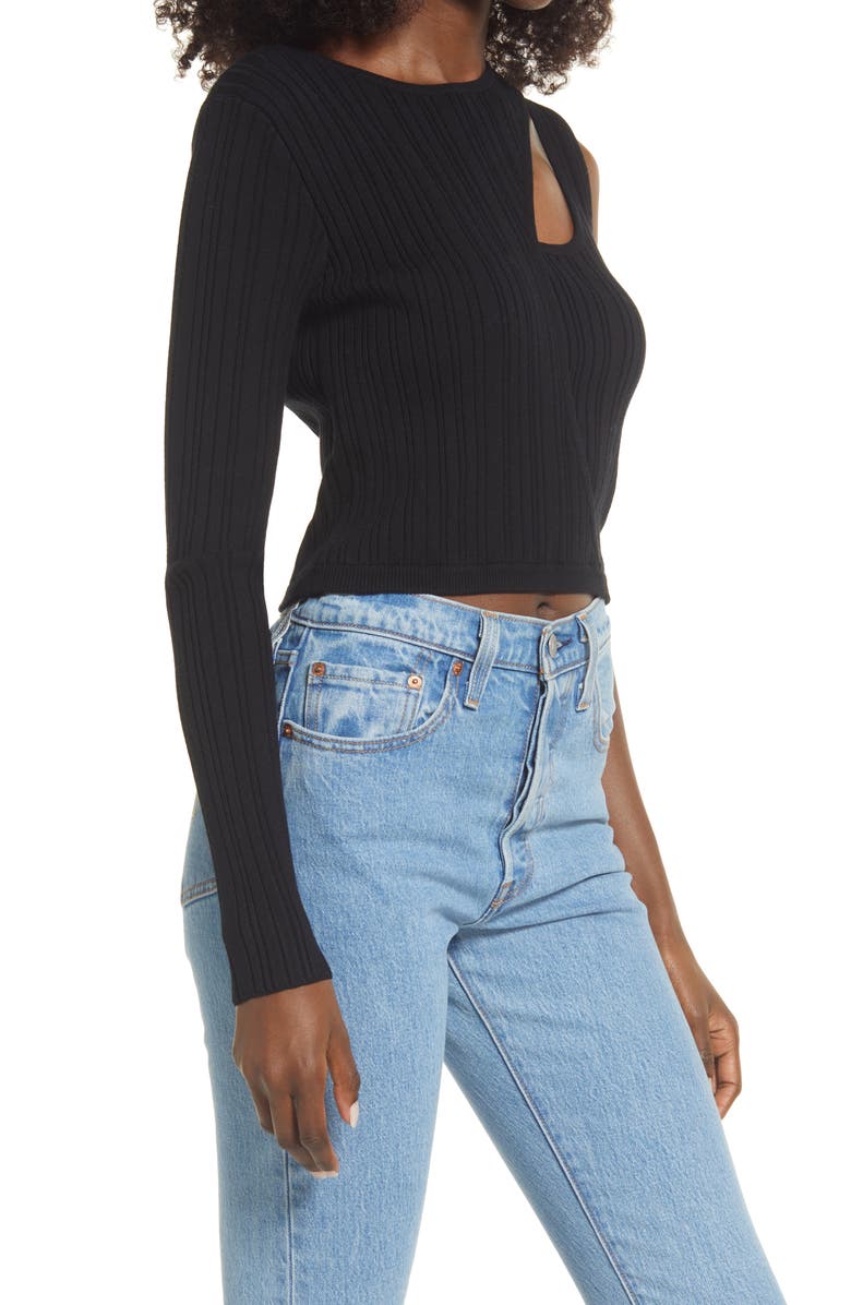 Open Edit Asymmetric Keyhole One Sleeve Sweater | Nordstromrack