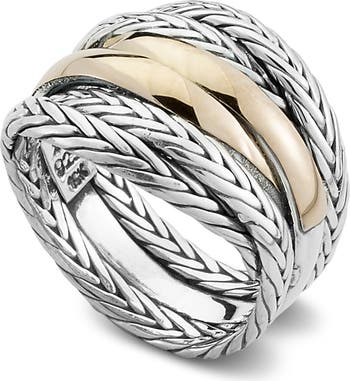 SAMUEL B. 18K Yellow Gold & Sterling Silver Multi Row Ring | Nordstromrack