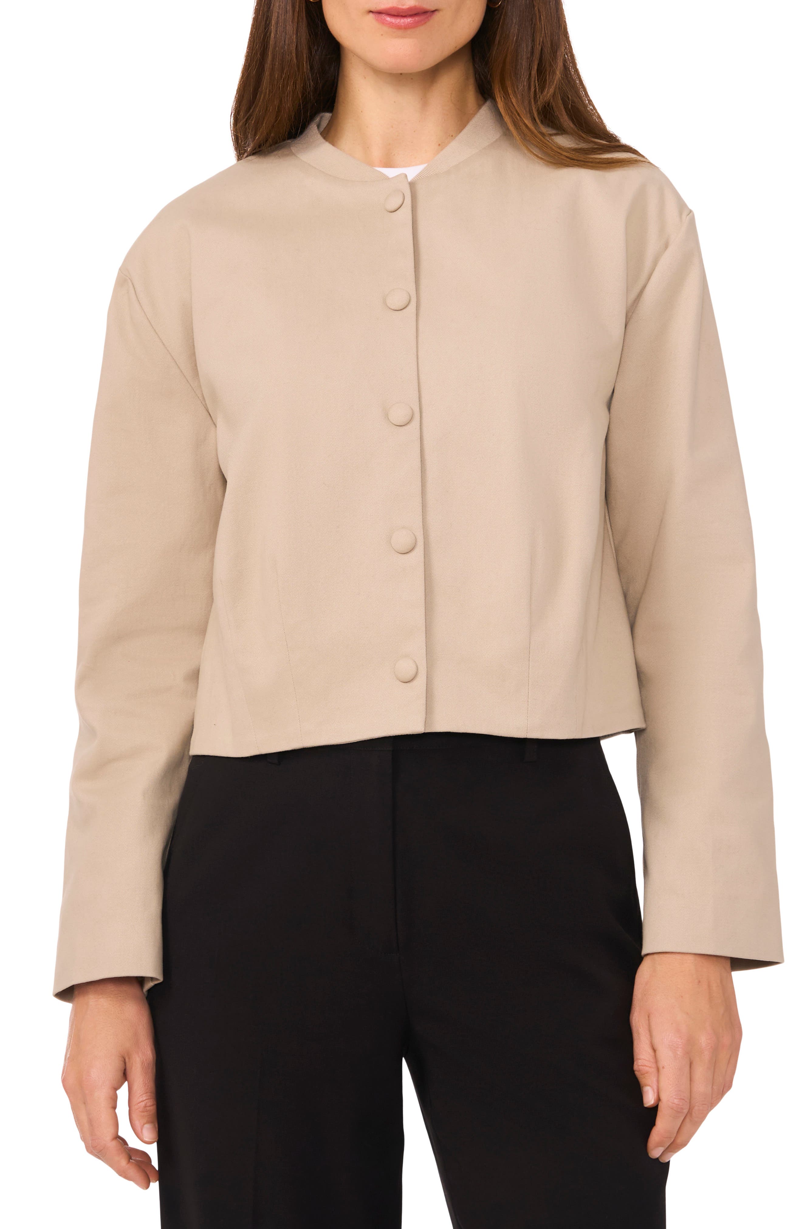 Halogen® Snap Front Crop Bomber Jacket | Nordstromrack