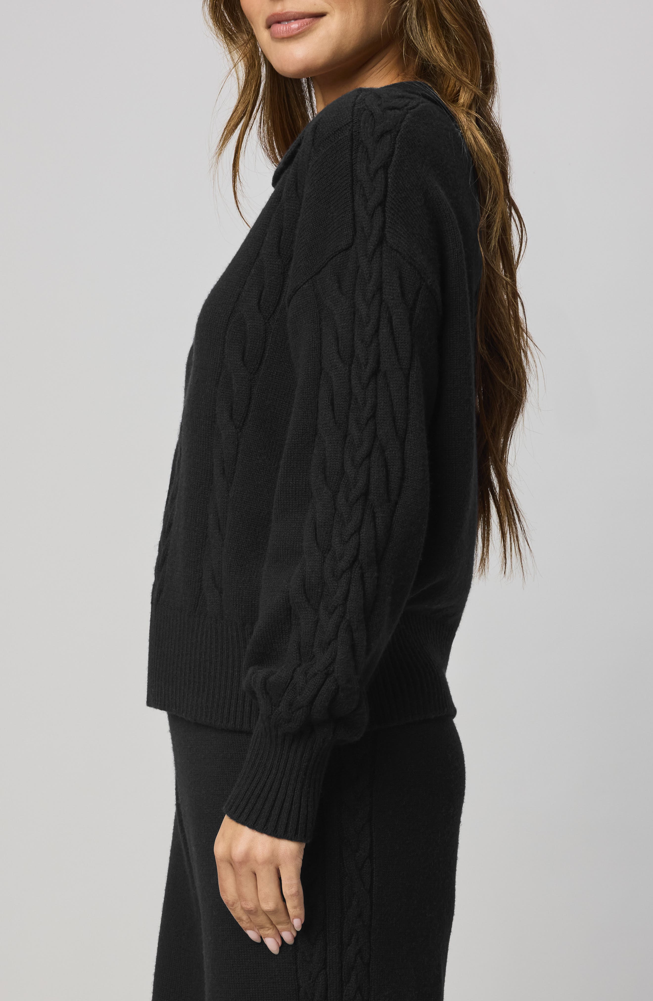 Splendid Jet Set Cable Stitch Polo Sweater | Nordstromrack