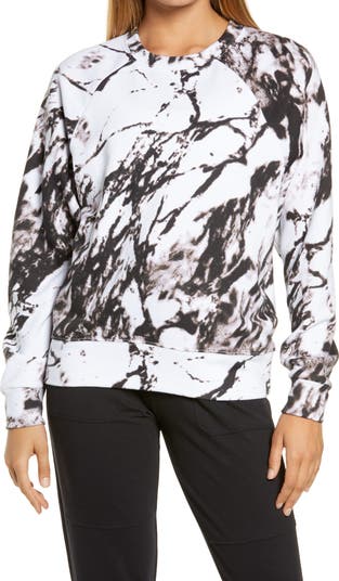 Zella Jamie Ink Print French Terry Crewneck Sweatshirt | Nordstromrack