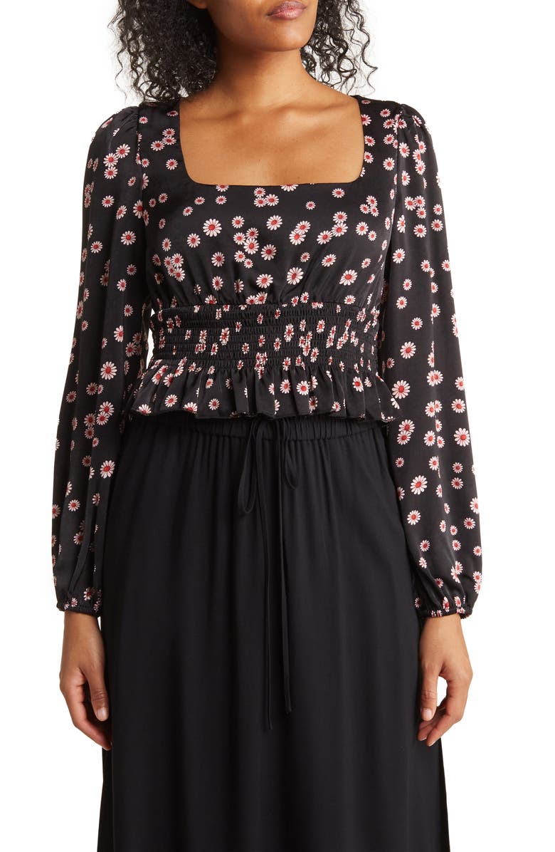 Lush Floral Print Square Neck Blouse | Nordstromrack