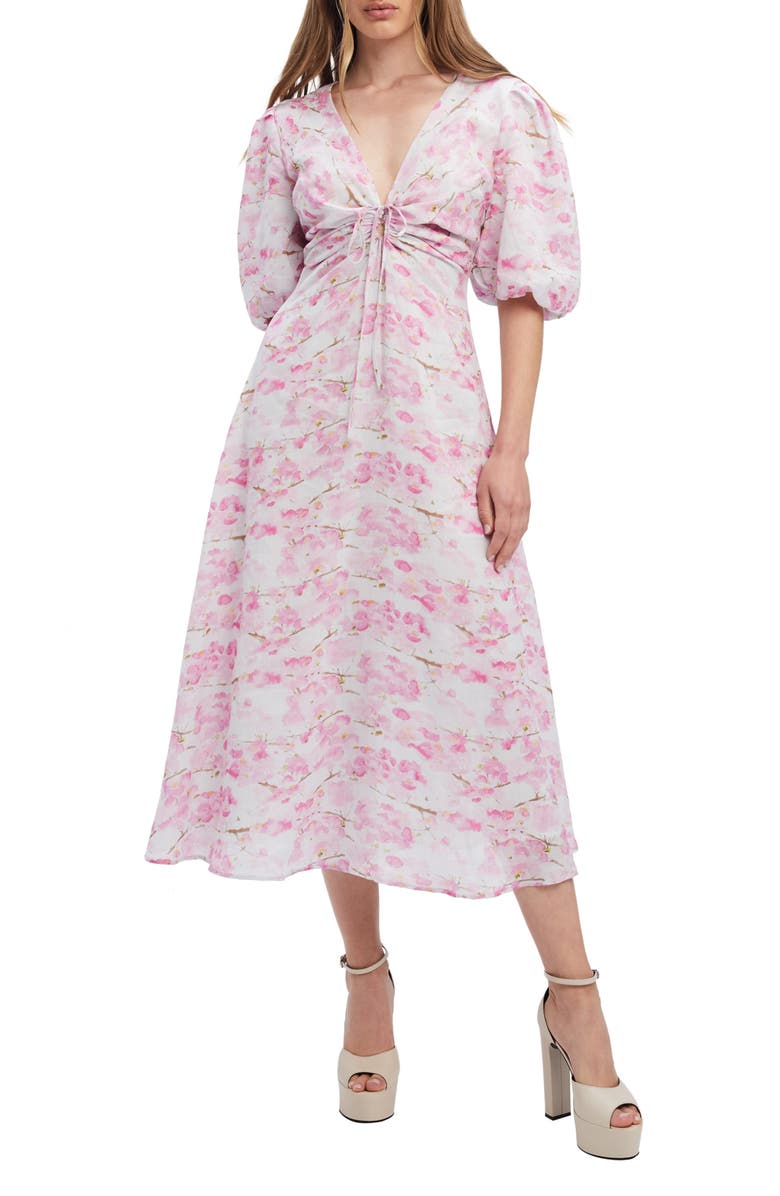 Bardot Farlow Floral Puff Sleeve Midi Dress | Nordstromrack