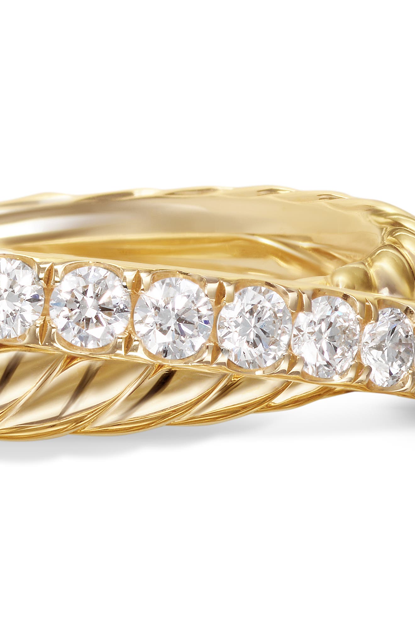 David Yurman Crossover Two-Row Ring in 18K Yellow Gold with Diamonds ...