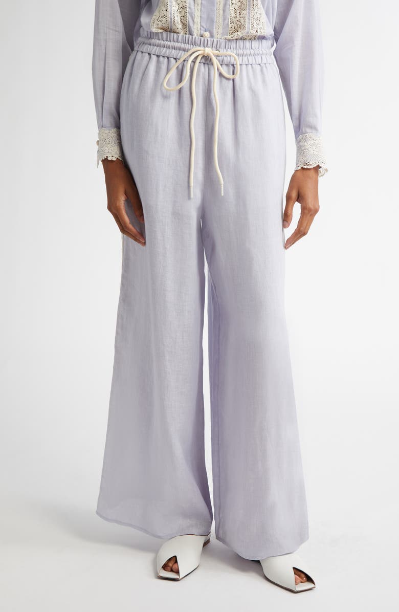 Zimmermann Everley Lace Detail Linen Wide Leg Pants | Nordstromrack