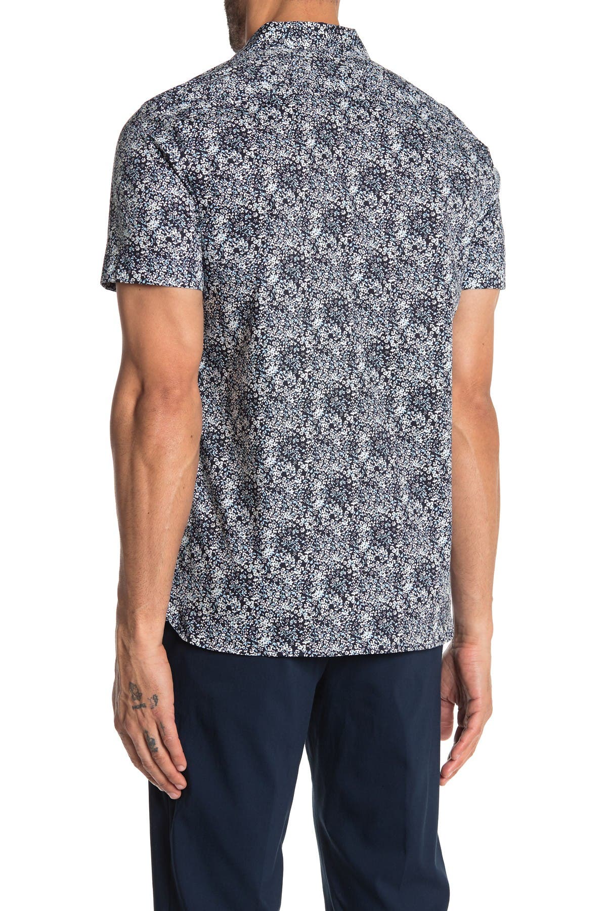 Perry Ellis Short Sleeve Slim Fit Stretch Button Down Shirt | Nordstromrack