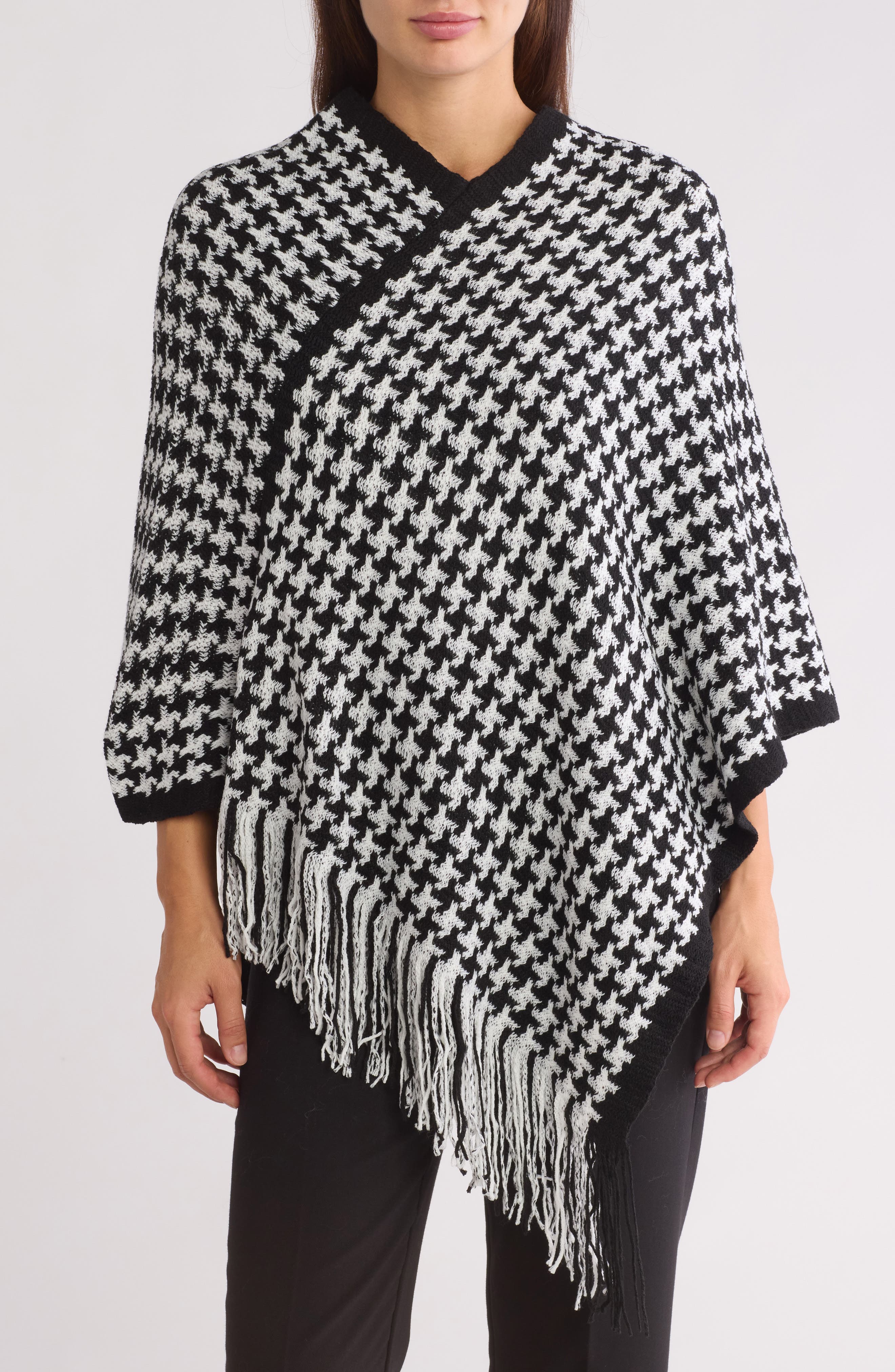 Nanette Lepore Checkered Knit Poncho | Nordstromrack